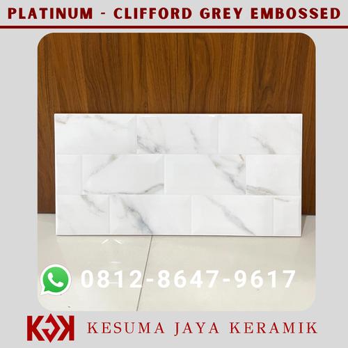 Jual Keramik Dinding 25x50 Platinum Clifford Grey Embossed Clifford ...