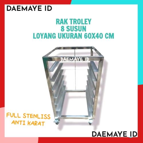 Jual Rak troli loyang / Tempat Susun Loyang / Bahan Stenlis / 8 susun ...