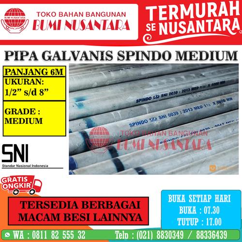 Jual PIPA GALVANIS MEDIUM 1/2 INCH SPINDO OD 20 0.5 INCH PIPA BESI OD ...