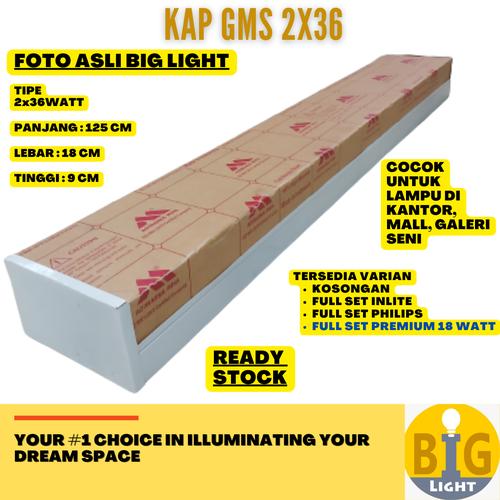 Jual Kap GMS 2x36 Lampu Kantor Mall TOP LIGHT GMS 2x36 (Kosong / Full Set) - Kosong, Putih Susu ...