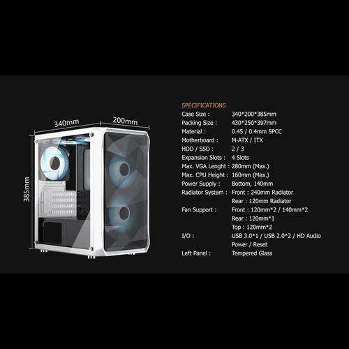 Jual VenomRX Prava Casing/Chassis/Case PC matx itx - Putih - Kota ...