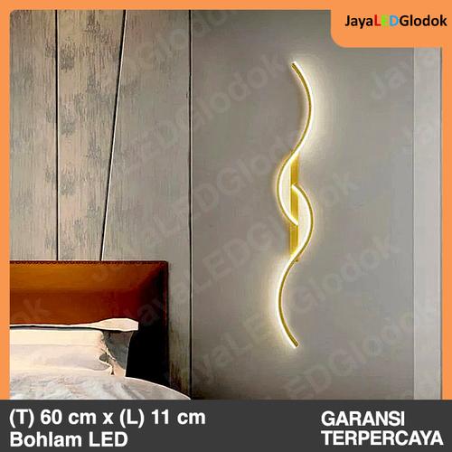 Jual Lampu Dinding Minimalis Kamar Tidur Ruang Tamu Curve Emas Hitam 60 ...