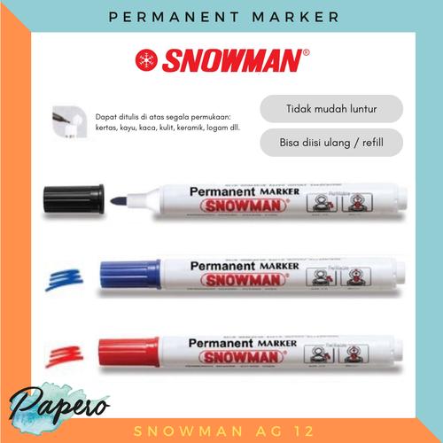 Jual Snowman Spidol Permanent Marker AG 12 - Hitam - Kota Tangerang ...