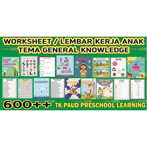Jual Worksheet Printable Aktivitas GENERAL KNOWLEDGE TK PAUD PRESCHOOL ...