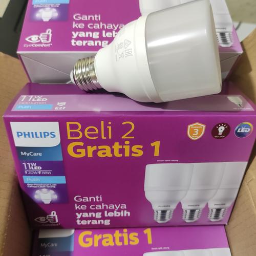 Jual Philips LED Stick bright 11 w E27 6500K PUTIH, ISI 2 GRATIS 1 ...