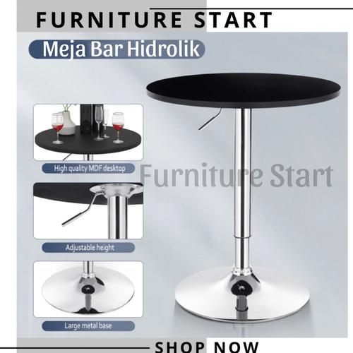 Jual meja bar hidrolik meja bar meja cafe meja barstool minibar - Hitam ...