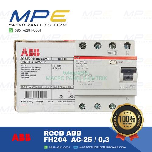 Jual RCCB ABB FH204 AC-25 0,3A 300mA / ELCB RCCB FH204 4P 25A 300mA 0.3 ...
