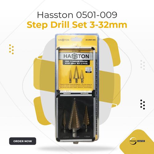 Jual HASSTON 0501-009 Step Drill Set 3 Pcs Mata Bor Pagoda Titanium ...