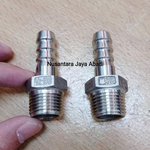 Jual Hose Nepel Stainless 316 1/2 " inchi Nepel Selang Stainless ...