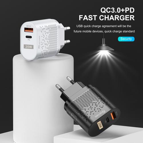 Jual Super Quick Charge PD + QC3.0 USB Charger 20W Dual Port Fast ...
