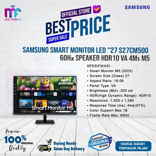 Promo Samsung Smart Monitor LED 27" M5 S27CM500 (Black) HDR10 Garansi Resmi - Putih, Tanpa Kayu ...