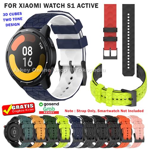 Jual STRAP TALI JAM XIAOMI WATCH S1 ACTIVE - 3D CUBES TWO TONE RUBBER - Navy White - Jakarta ...
