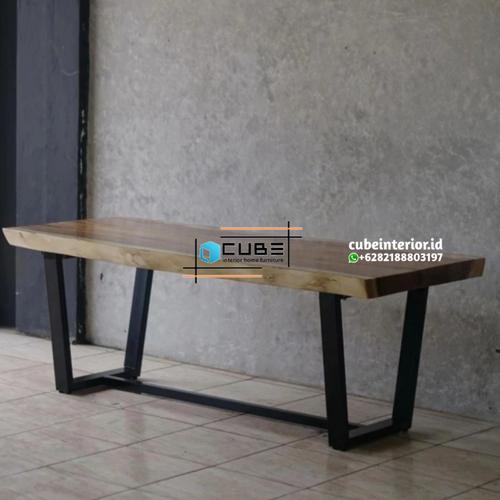 Jual Dining Table Suarwood Meubel Furniture Kayu Solid Kaki Besi ...