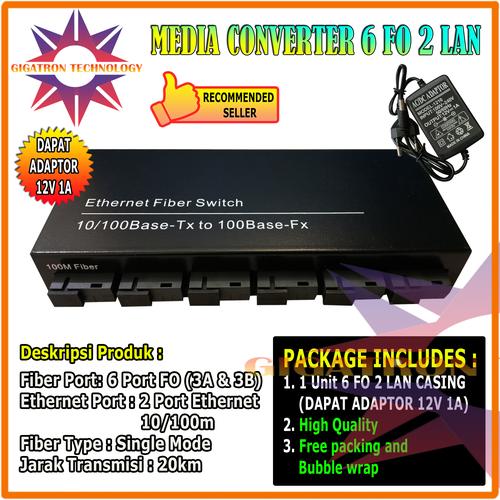 Promo Media Converter 6 Port FO Switch Fiber Optic 6 Port SC 100 Mbps ...