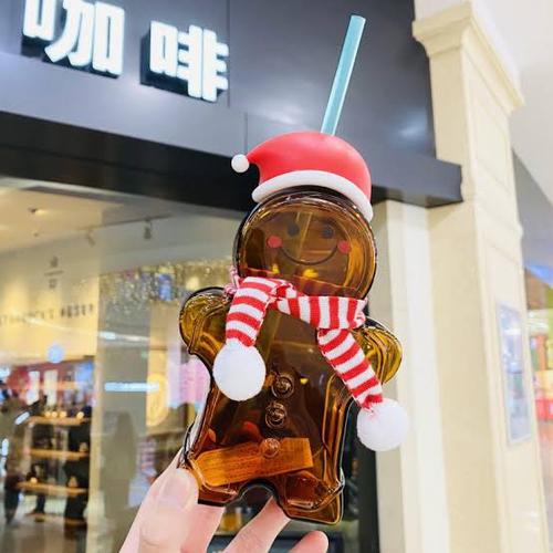 Jual Starbucks Christmas Gift Gingerbread Man Shaped Glass Straw Bottle ...