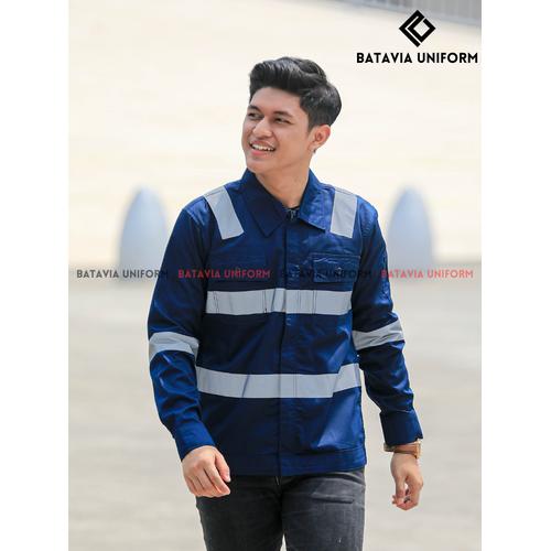 Jual Baju Kemeja Wearpack Seragam Proyek Tambang Safety Navy Lengan ...