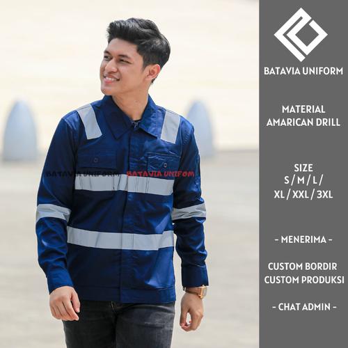 Jual Baju Kemeja Wearpack Seragam Proyek Tambang Safety Navy Lengan ...