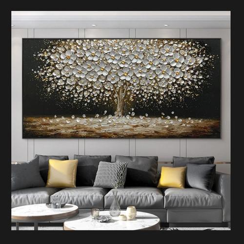 Jual lukisan tangan bunga cery lukisan dinding lukisan canvas besar ...