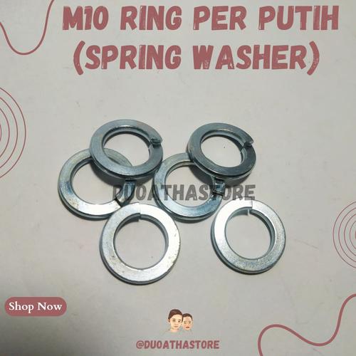 Jual M10 RING PER BESI PUTIH 10mm SPRING WASHER GALVANIS - 100 Pcs ...