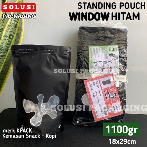 Jual KPACK 1100Z STANDING POUCH WINDOW HITAM 1000g KEMASAN KOPI SNACK ...