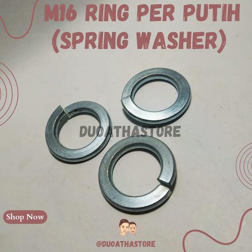 Jual M16 RING PER BESI PUTIH 16mm SPRING WASHER GALVANIS - Kab ...