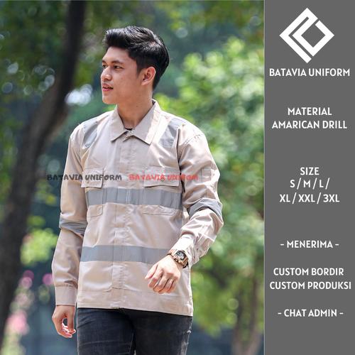 Jual Baju Kemeja Wearpack Seragam Kerja Proyek Safety Cream Resleting ...