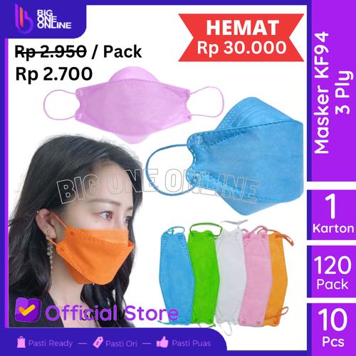Jual GROSIR Masker KF94 3 PLY 1 Karton isi 120 Pack, KF94 3ply Earloop 3D - Jakarta Timur ...