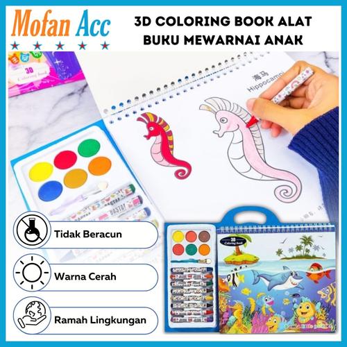 Jual 3D Coloring Book / Peralatan Buku Crayon Cat Air Alat Mewarnai ...