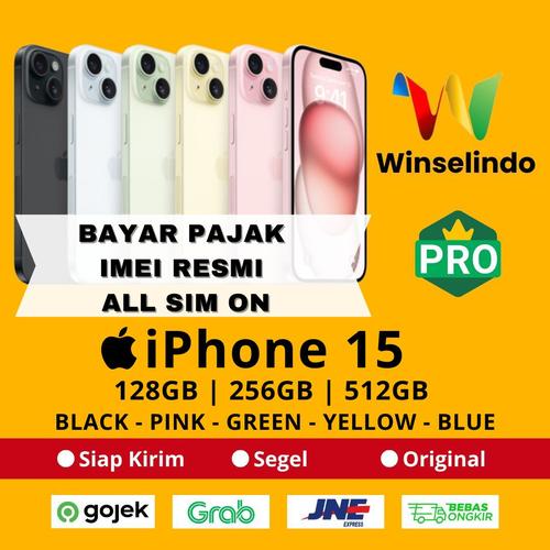 Jual IMEI RESMI Apple iPhone 15 128GB 256GB 512GB Black Pink Green Dual ...