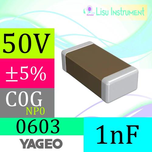 Jual 1nF ±5% 50V NP0 0603 1608(mm) SMD Capacitor Yageo ...