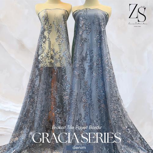 Promo Kain Bahan Kebaya Brokat Brukat Tile Bordir Payet Gracia Warna ...