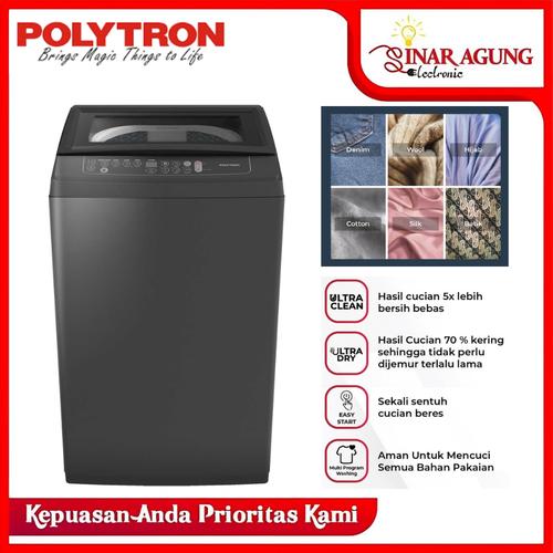 Promo Mesin Cuci 1 Tabung POLYTRON PAW 8029 Y / PAW 7029 Y Top Loading ...