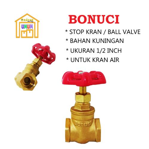 Jual Gate Valve Kuningan 1/2" Bonuci Stop Kran Putar Drat Dalam 1/2 ...