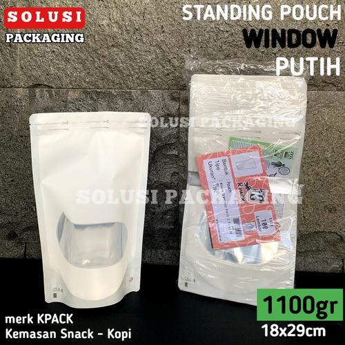 Jual KPACK 1100Z STANDING POUCH WINDOW PUTIH 1000g KEMASAN KOPI SNACK ...