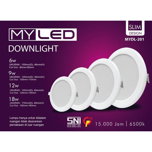 Jual MYLED DOWNLIGHT LED PANEL INBOW BULAT - 12W, PUTIH 6500K - Jakarta ...