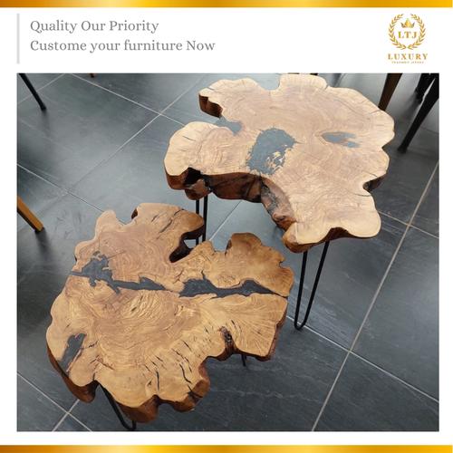 Jual Coffee Table Kayu Jati Solid Klasik Natural Design Diameter 50cm ...