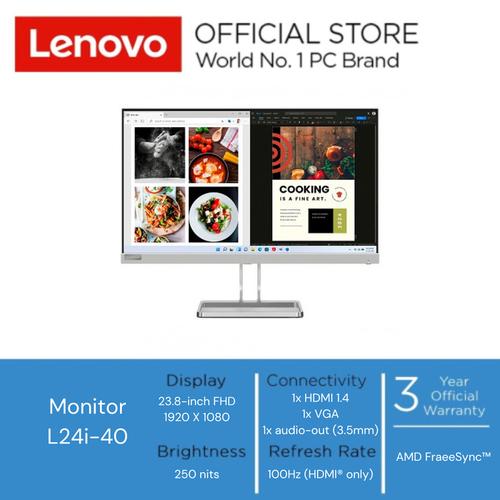 Promo Lenovo Monitor L24i-40 23.8" FHD IPS Panel 100Hz Anti-glare ...