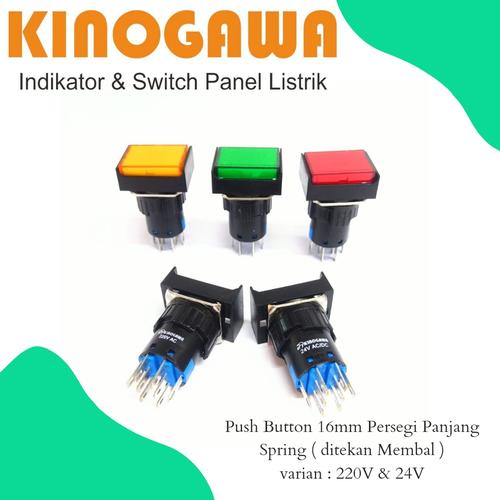 Jual Push Button Lampu LED Persegi Panjang 16mm 8 Kaki Spring Kinogawa ...