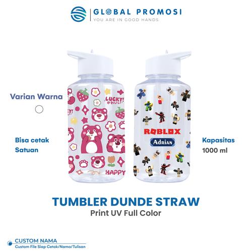 Jual Cetak Botol Minum Sedotan Plastik 1 Liter Print Custom UV Dundee ...
