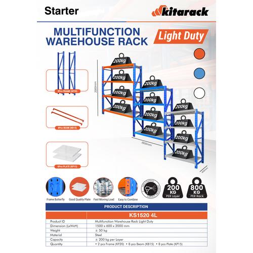 Promo KITARACK KS1520 4L - MULTIFUNCTION WAREHOUSE RACK LIGHT DUTY 4 ...