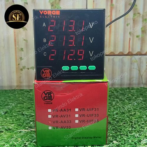 Jual Digital volt Meter 3 Phase voltmeter 3Phasa VORGE VR-AV33 3P ...