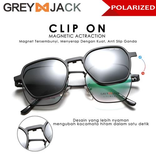 Promo Grey Jack Kacamata Clip On 4in1 Lens Polarized Bahan Metal 8137 - BLACK, CLIP ON NORMAL ...