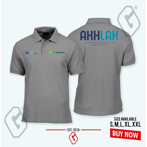 Jual polo shirt akhlak pegadaian / baju kerah akhlak pegadaian - Navy ...