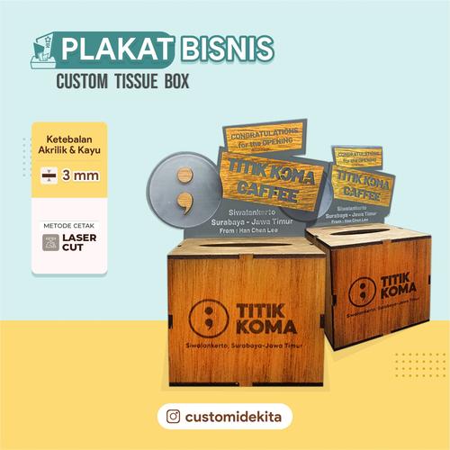 Jual Custom Kotak Tissue Plakat Akrilik Cafe Resto Tempat Tisu Kayu ...