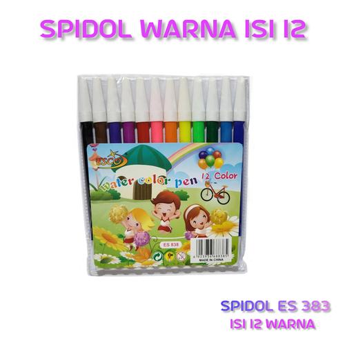 Jual SPIDOL 12 WARNA MURAH ESCO 838 COLOURING MARKER PENSIL / SPIDOL ...