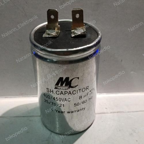 Jual 3551 kapasitor capacitor mc bulat 8uf 8mf 450v 450vac 2pin kaki ...