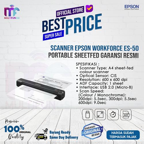 Promo Scanner Epson WorkForce ES-50 Portable Sheetfed - ES50 - Garansi ...