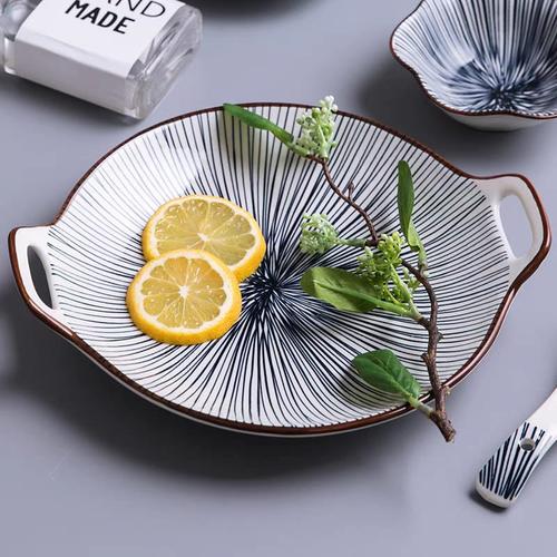 Jual Piring keramik bulat gagang telinga ukuran 9 inch design jepang ...