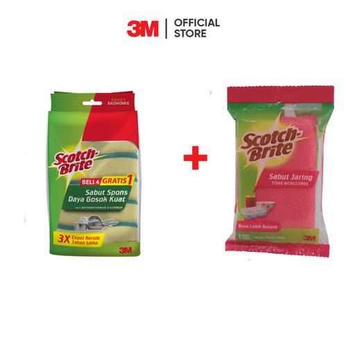Promo 3M Scotch-Brite Sabut Spons Cuci Piring ID-30P5 + Sabut Jaring ID ...