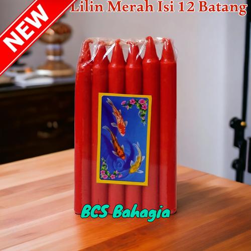 Jual lilin merah isi 12 batang sembahyang / lilin merah puja ukuran ...